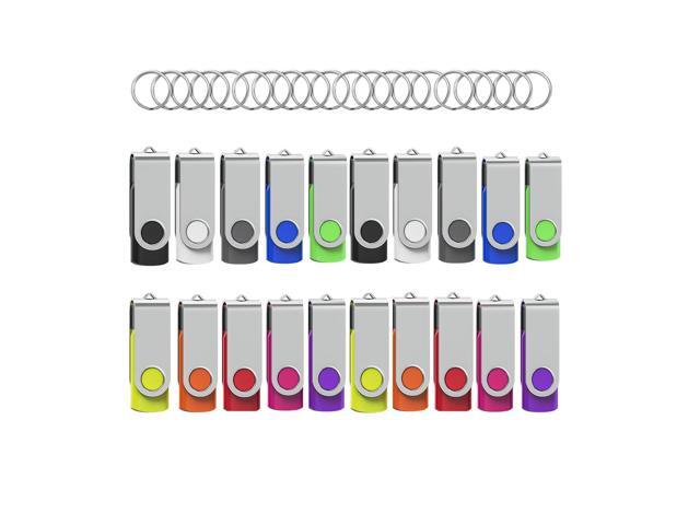Flash Drives 16GB 20 Pack with Keychains, Wooolken Swivel USB 2.0 Thumb ...