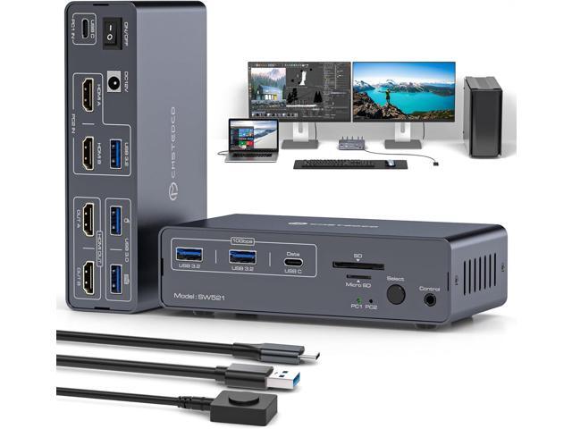 USB C Docking Station HDMI KVM Switch 2 Monitors 2 Computers 4K@60Hz ...