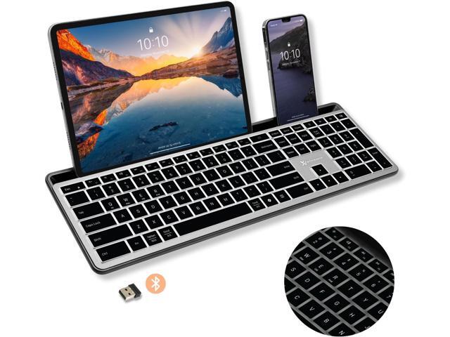 X9 Full Size Bluetooth Keyboard with Phone Holder - Backlit Wireless ...