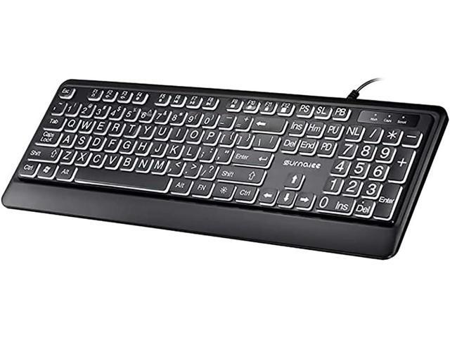 Tuokend USB Backlit Keyboard Big Print Letter with White Illuminated ...