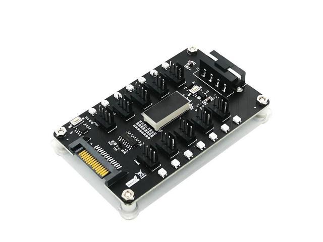 FOR Fan Hub Motherboard 12V Power Supply Controller Adapter +LED ...