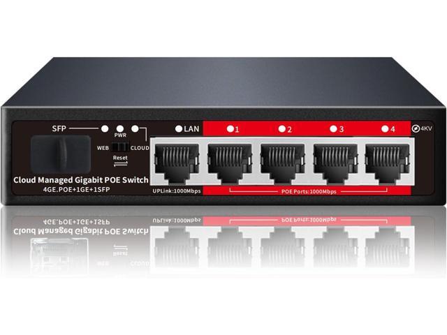 Poe Switch, 5 Port Gigabit PoE+ Switch, Cloud Managed Gigabit Ethernet ...