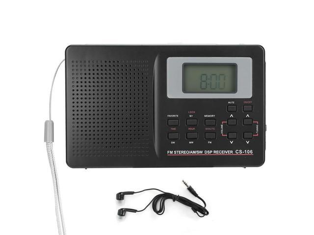 CS106 Full Band Radio Mini FM/AM/SW/MW Receiver with Digital Clock ...