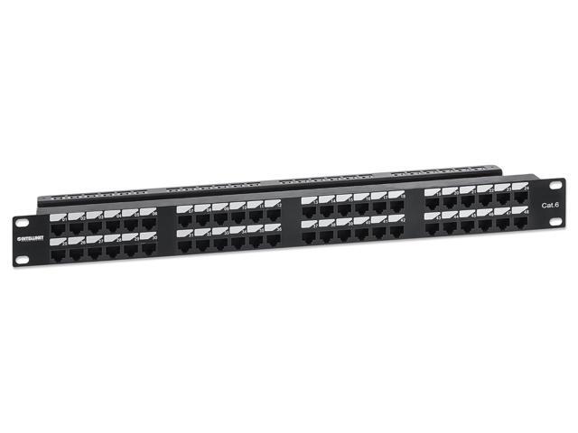 Intellinet 48 Port Cat6 Network Patch Panel 1U Rack Height, 19 inch ...