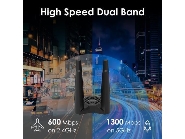 Wavlink AC1900 Wireless Dual Band USB3.0 Adapter for PC, 1900Mbps WiFi Adapter with 2.4G/600Mbps ...