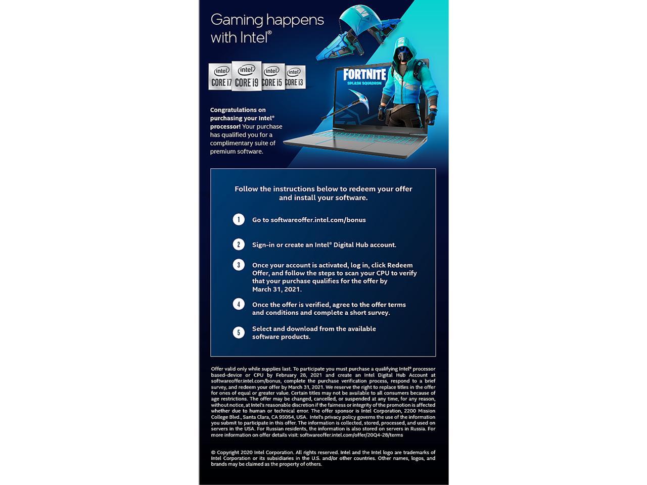 Intel Software Bonus Bundle for Intel CPU - Newegg.com