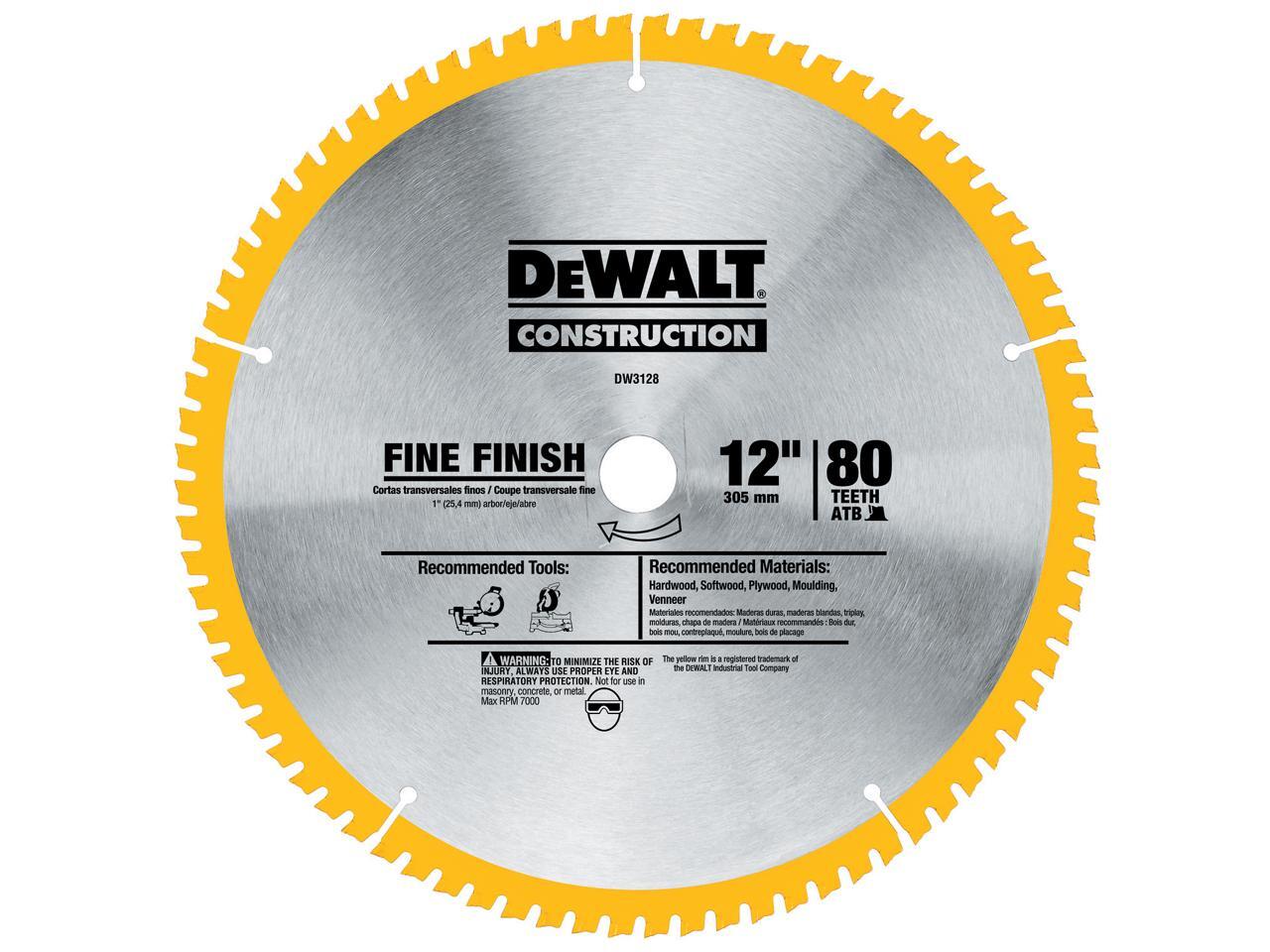 Dewalt DW3128 12" 80T Fine Finish Circular Saw Blade - Newegg.com