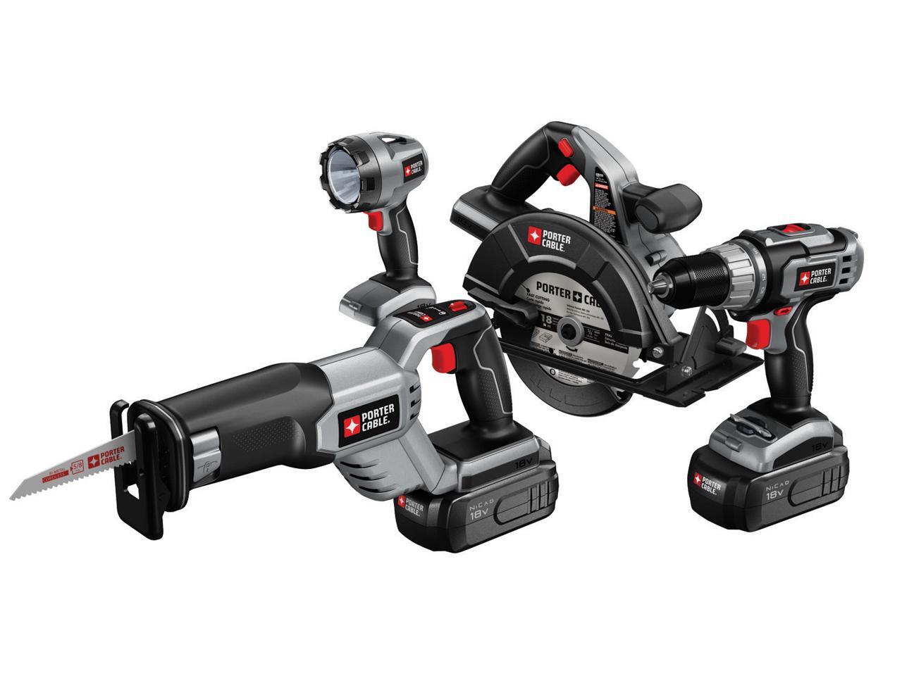Porter Cable PC418C-2 18 Volt Cordless 4 Tool Combo Kit - Newegg.com