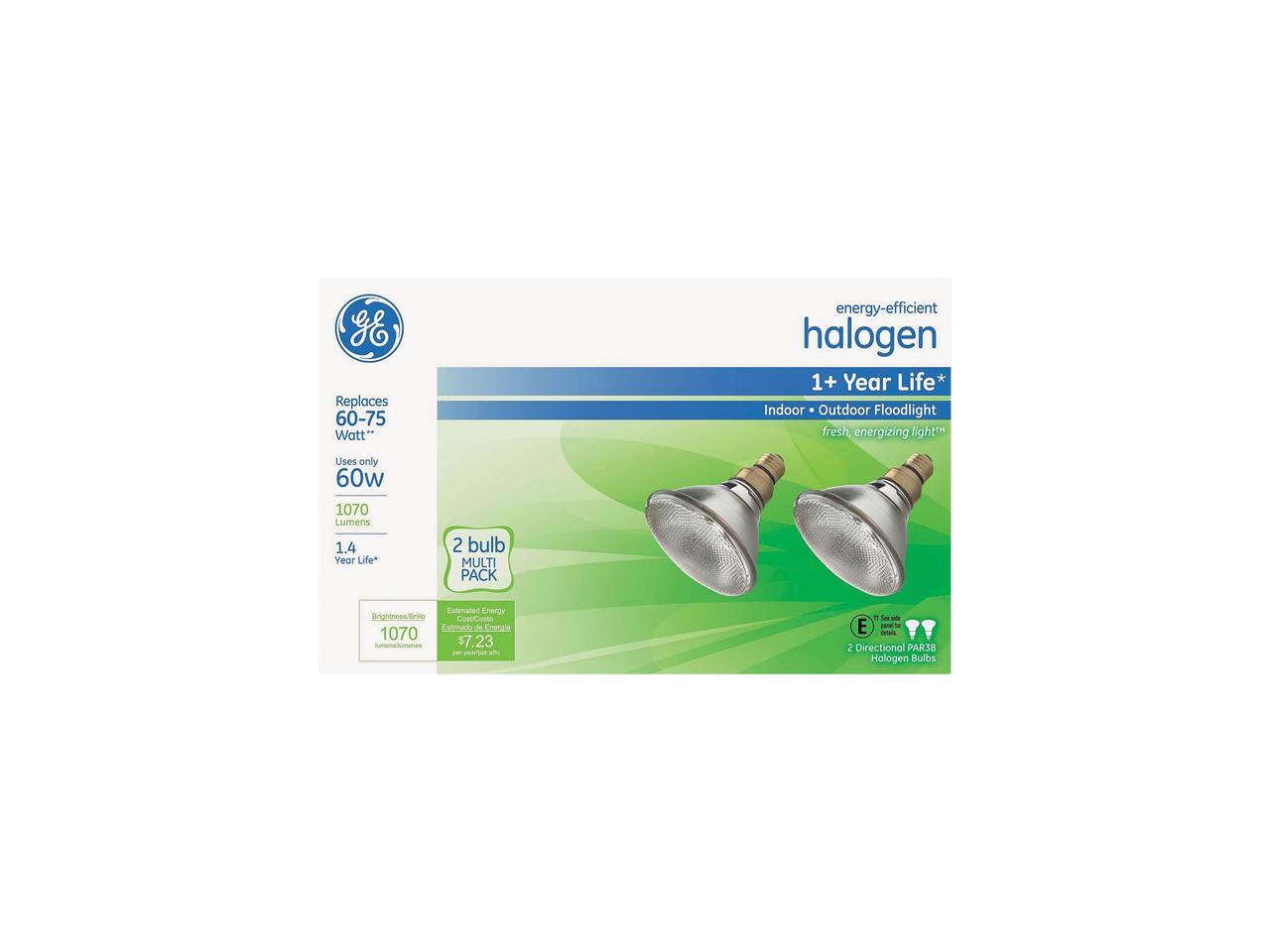 GE GEL66280 Energy-Efficient PAR38 Halogen Bulb, 60W, 2 / Pack - Newegg.com