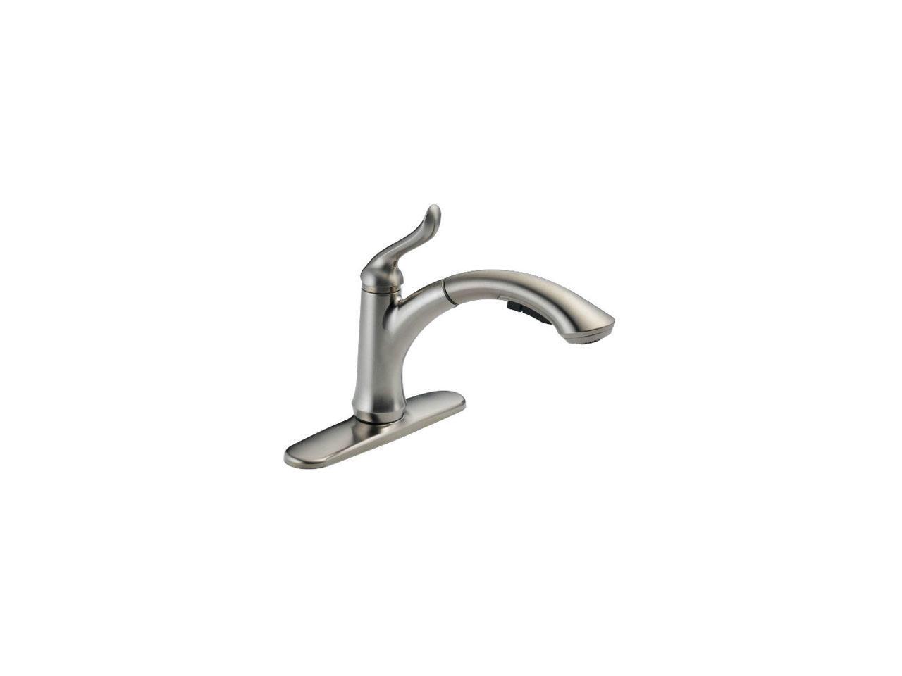 DELTA 4353-SS-DST Linden Single Handle Pull-Out Kitchen Faucet ...