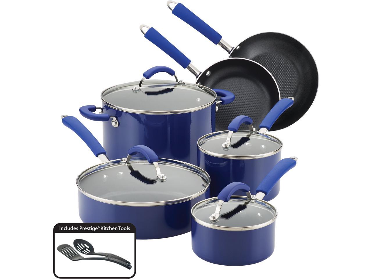 Farberware Millennium Nonstick Aluminum 12-Piece Cookware Set, Blue ...