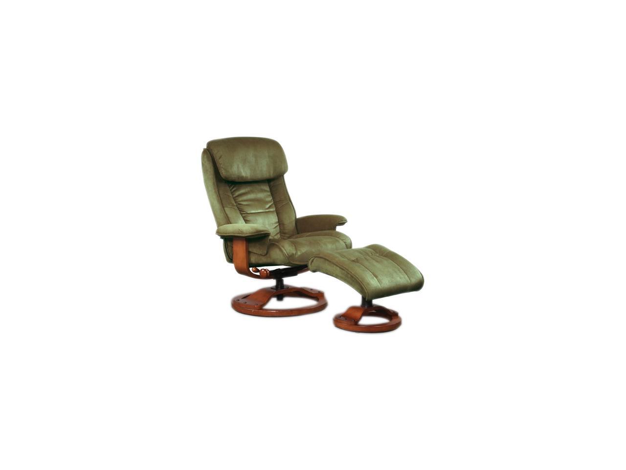 Mac Motion Chairs Sage Green Microfiber Swivel, Recliner with Ottoman ...