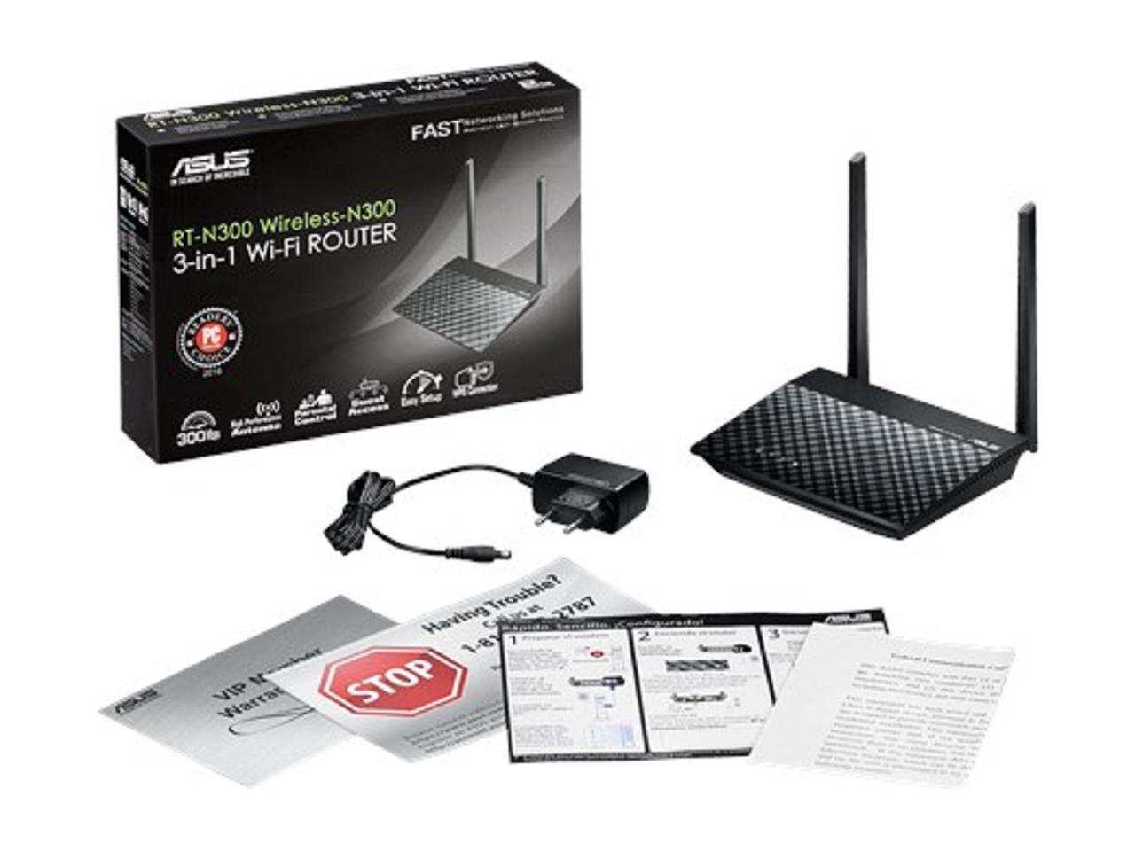 ASUS RT-N300 B1 N300 Wi-Fi Router with Three Operating Modes and Two ...