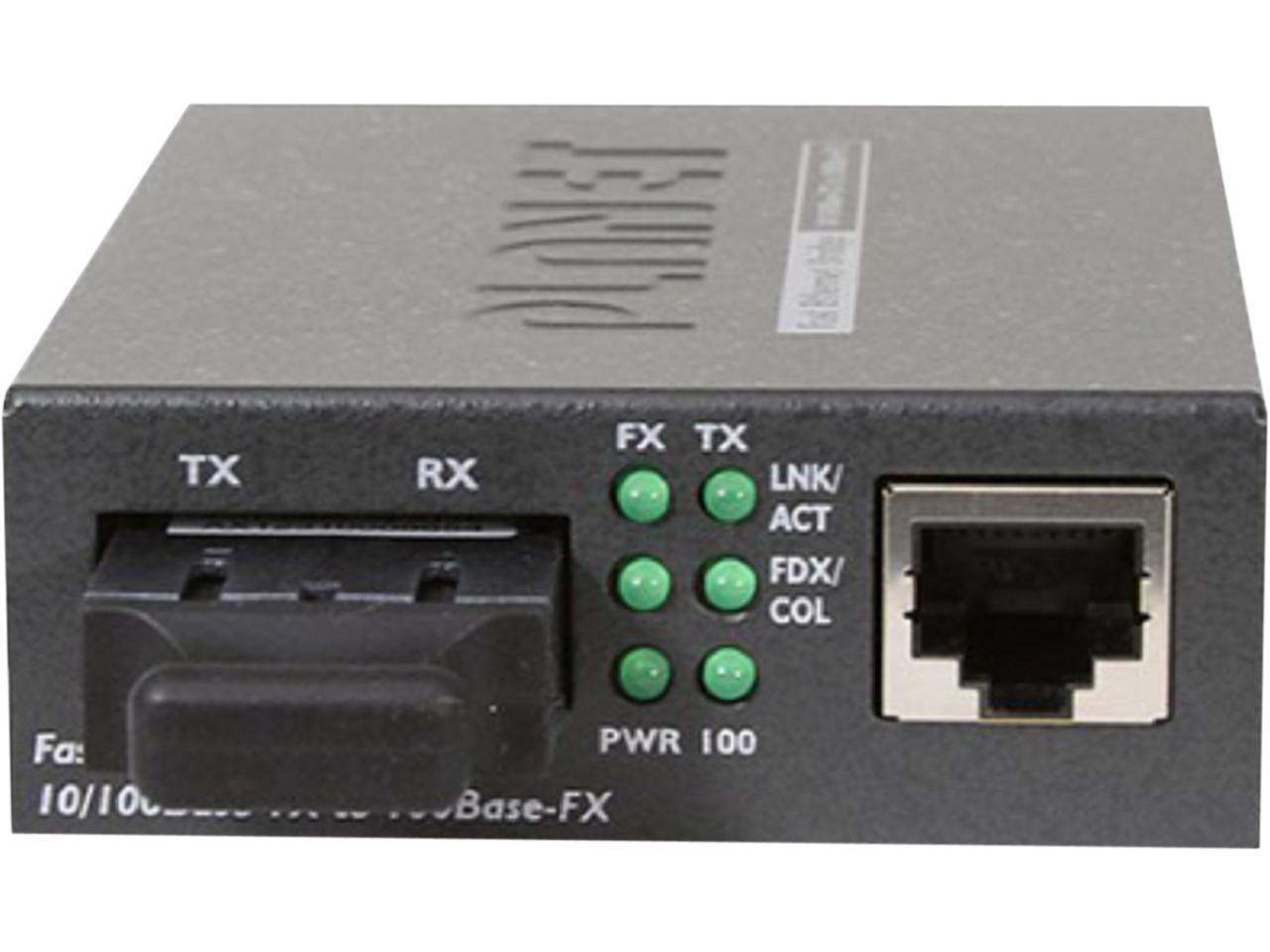 PLANET FT-801 10/100Base-TX to 100Base-FX Media Converter (MM, ST, 2 Km ...