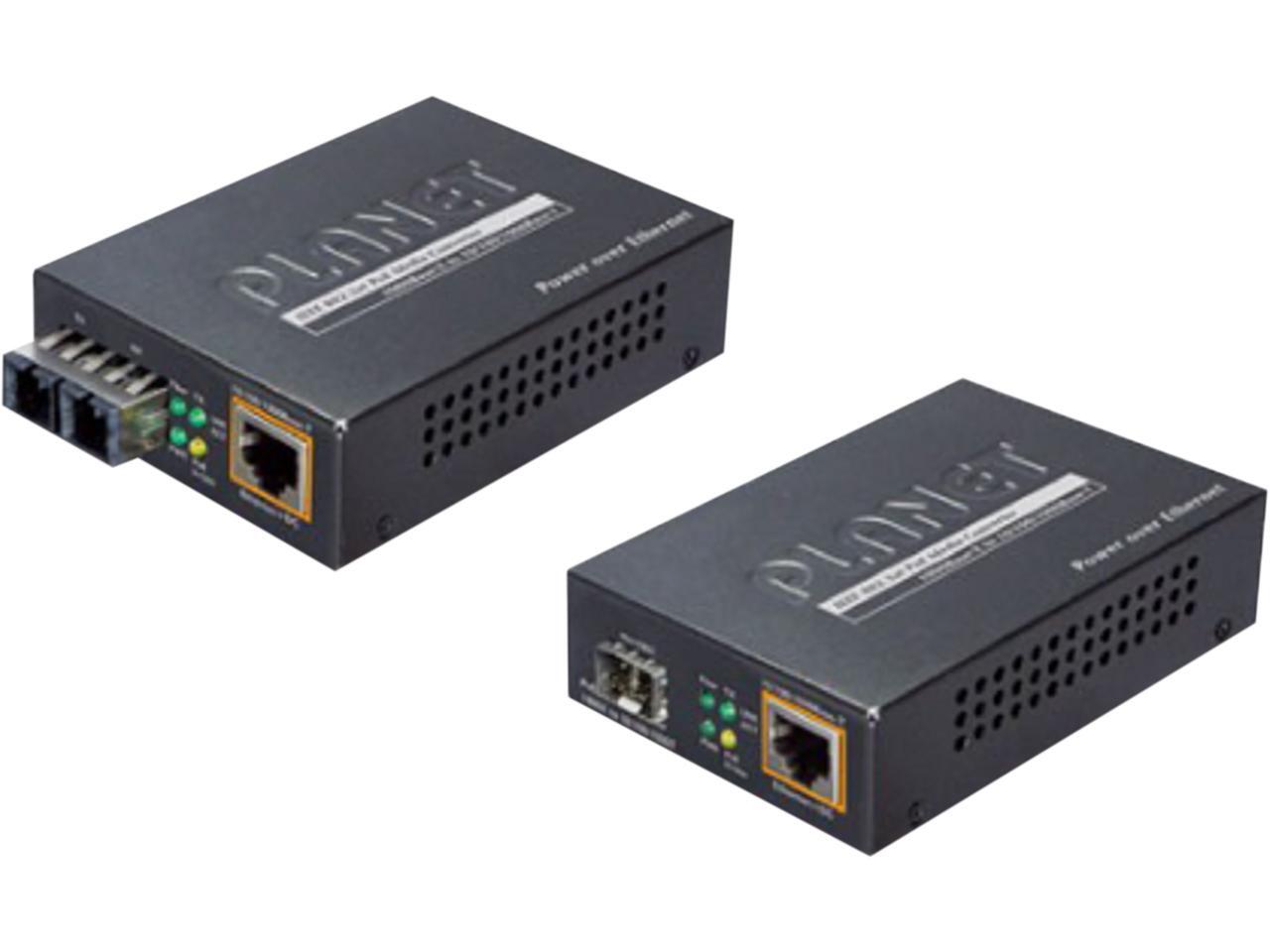 PLANET GTP-805A 802.3at PoE 10/100/1000BaseTX to 1000FX Media Converter ...