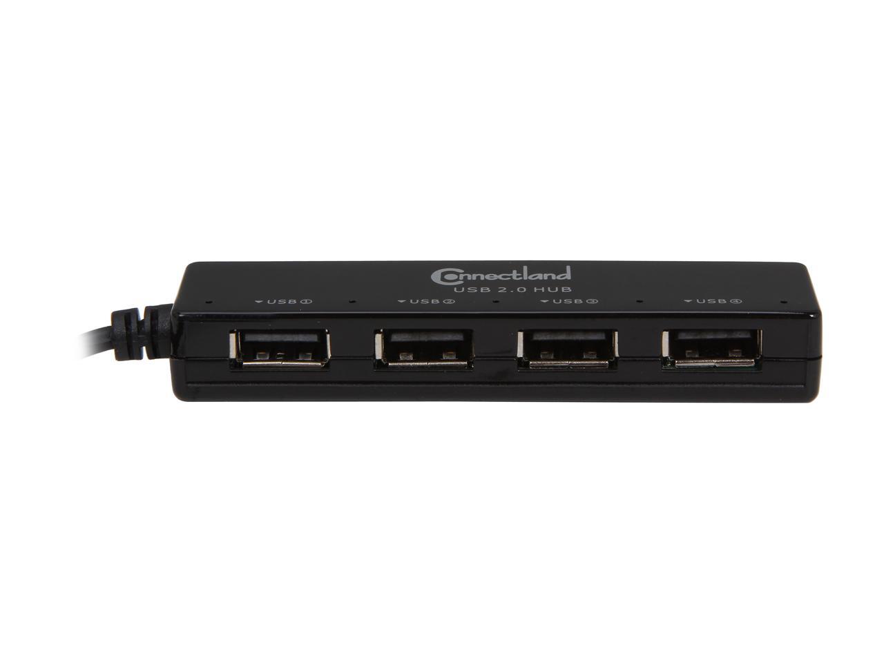 Connectland USB 2.0 4-Port Mini Hub with On/Off Switch for Each-Port ...