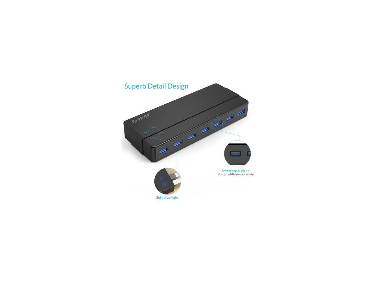 ORICO Compact 7 Ports USB 3.0 HUB with 12V Power Adapter - Newegg.com