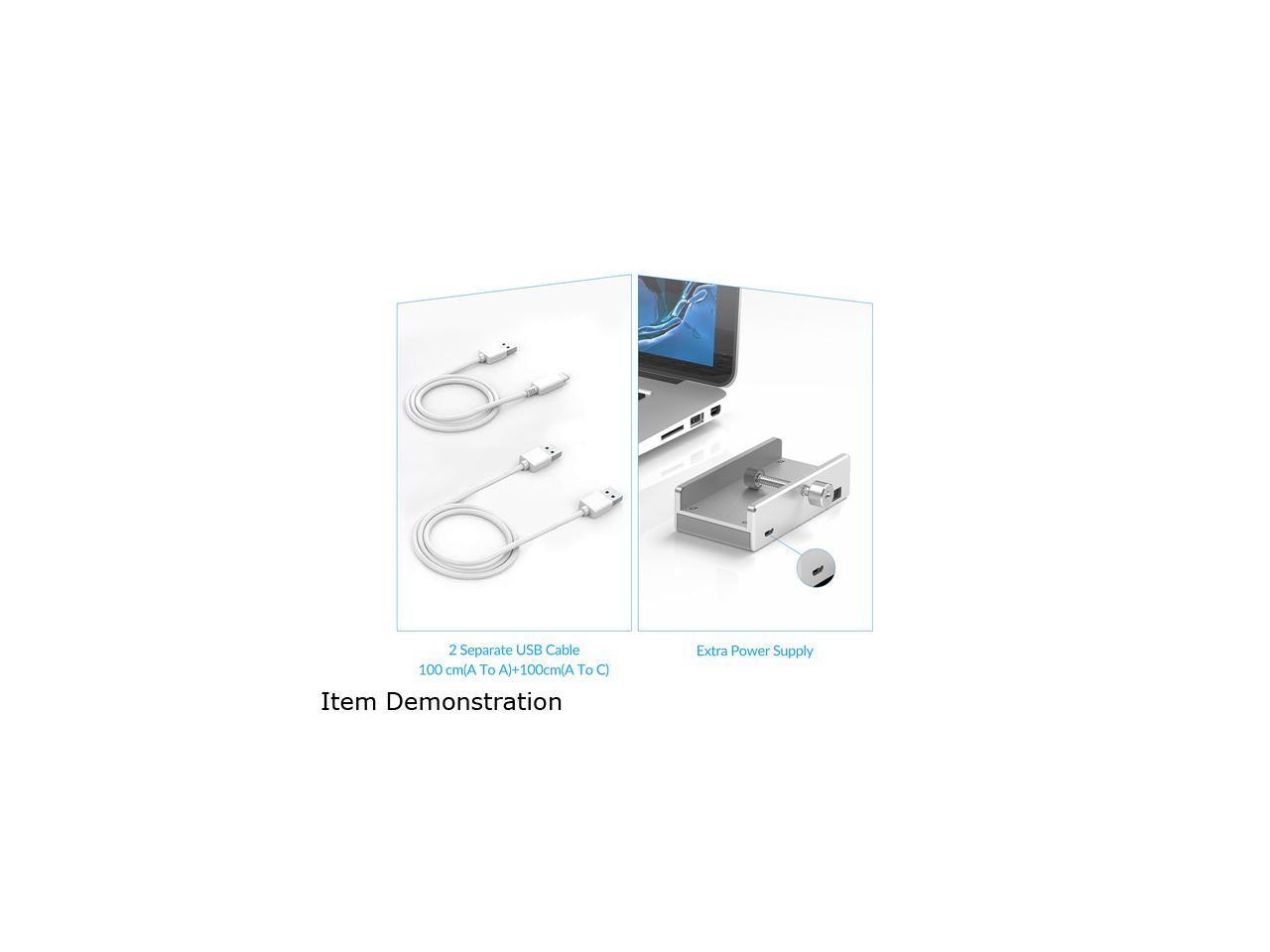 ORICO USB 3.0 HUB, Monitor-Edge and Desk-Edge USB 3.0 4-Port Clip-Type ...