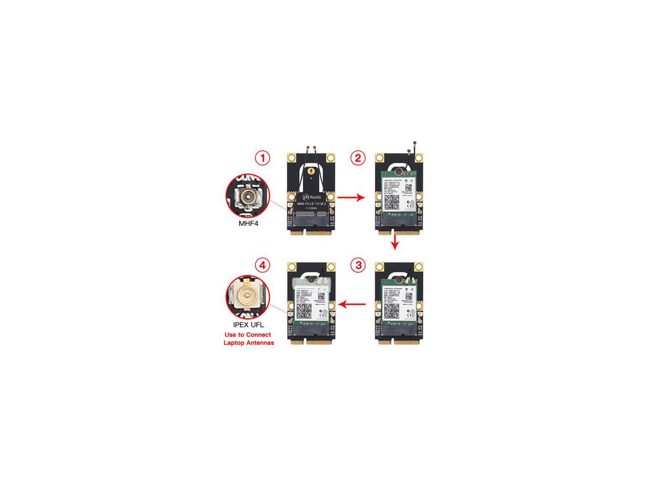 Mini PCI-E Wi-Fi 6 Intel AX200 Adapter Kit PCI Express Full Wifi ...
