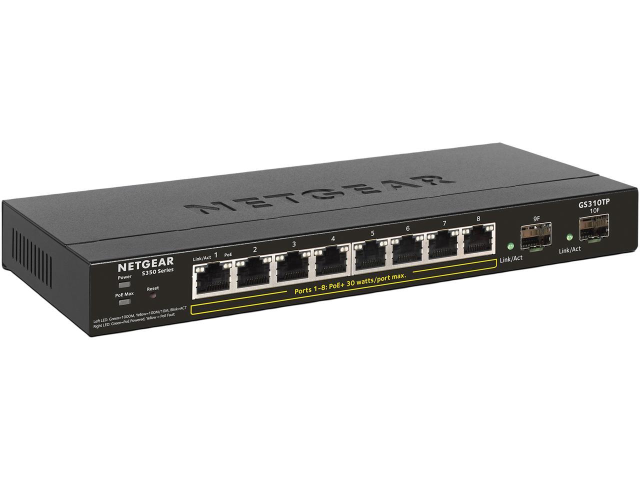 Netgear Managed S350 GS308TP 8 Port Ethernet Switch - GS310TP-100NAS ...
