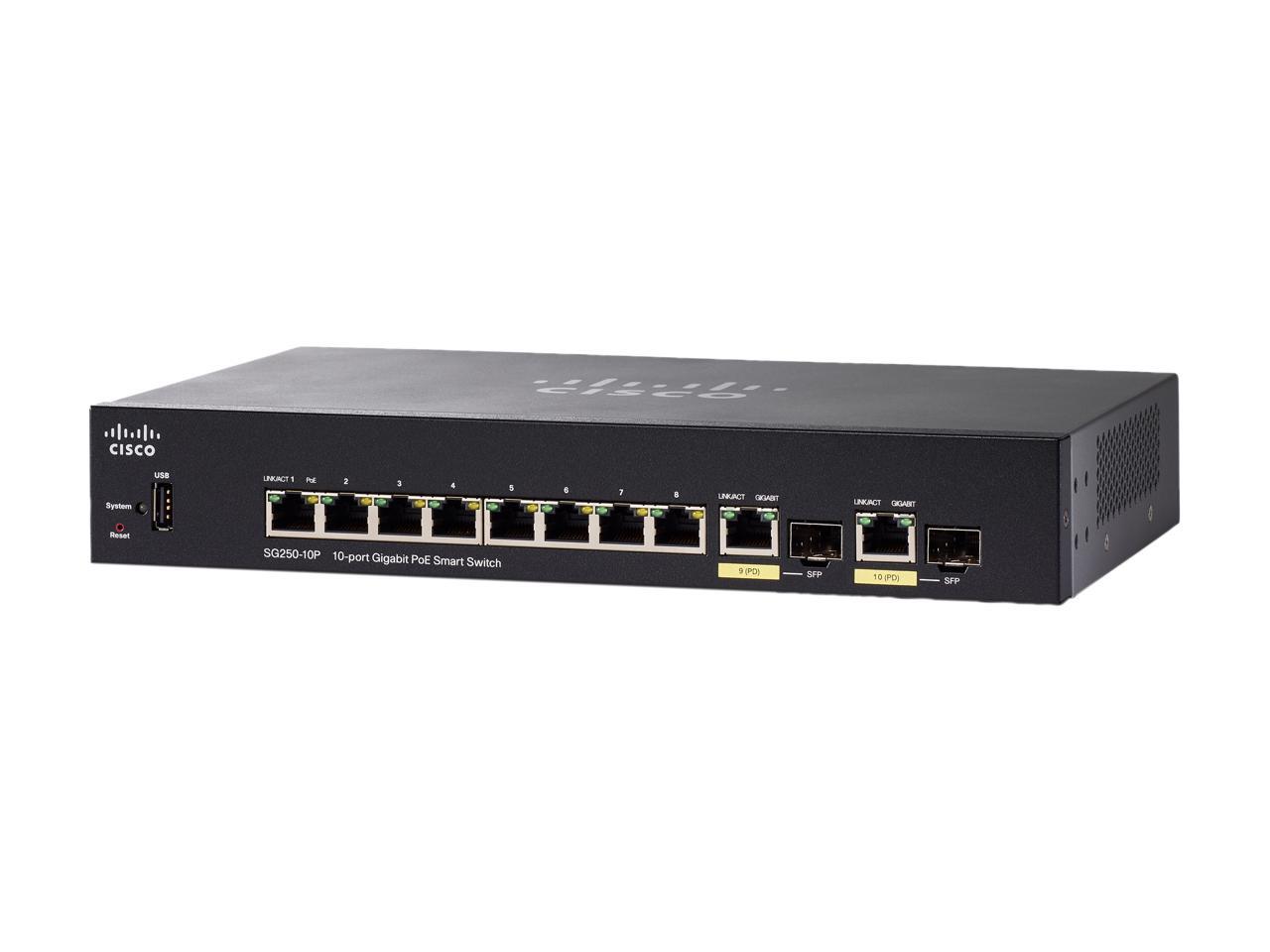 Cisco SG250-10P 10-Port Gigabit PoE Smart Switch - Newegg.com