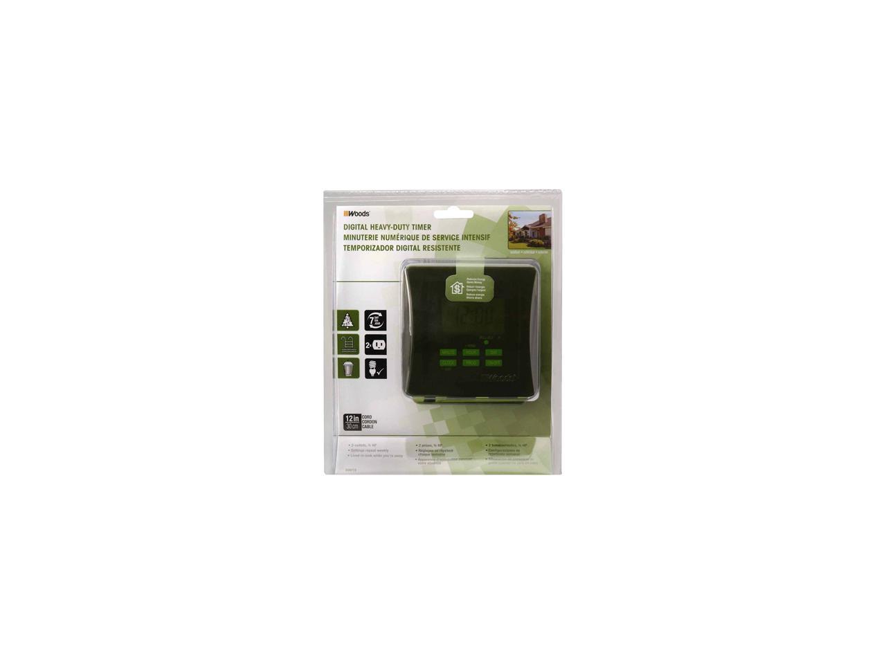 Southwire Woods 50015 Outdoor 7-Day Heavy Duty Digital 2-Outlet Timer ...