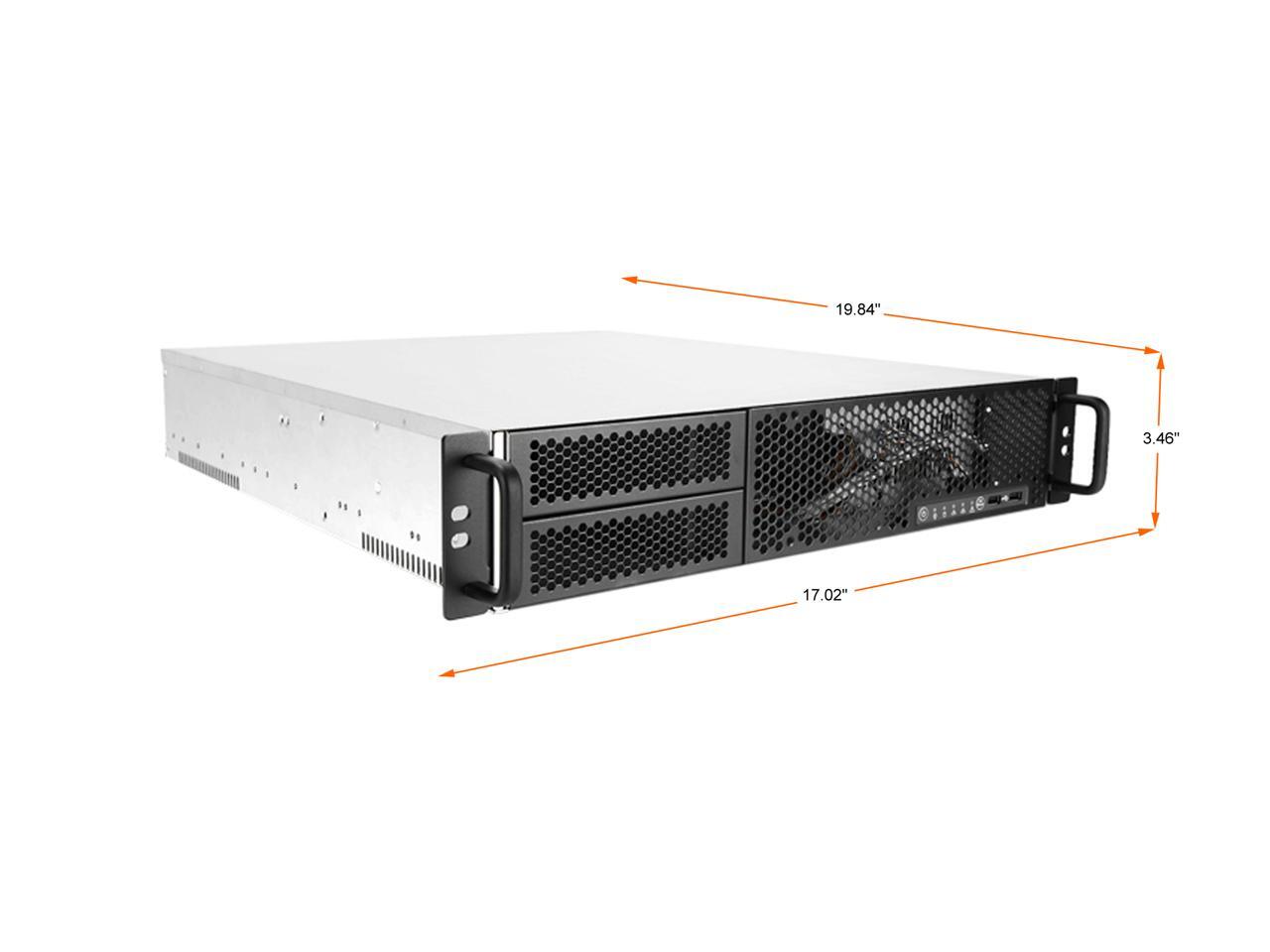 IN WIN IW-R200-02N Silver 2U Rackmount Open-Bay 2U Short Depth Server ...