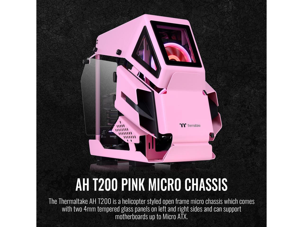 Thermaltake AH T200 Pink Helicopter Styled Open Frame Tempered Glass ...
