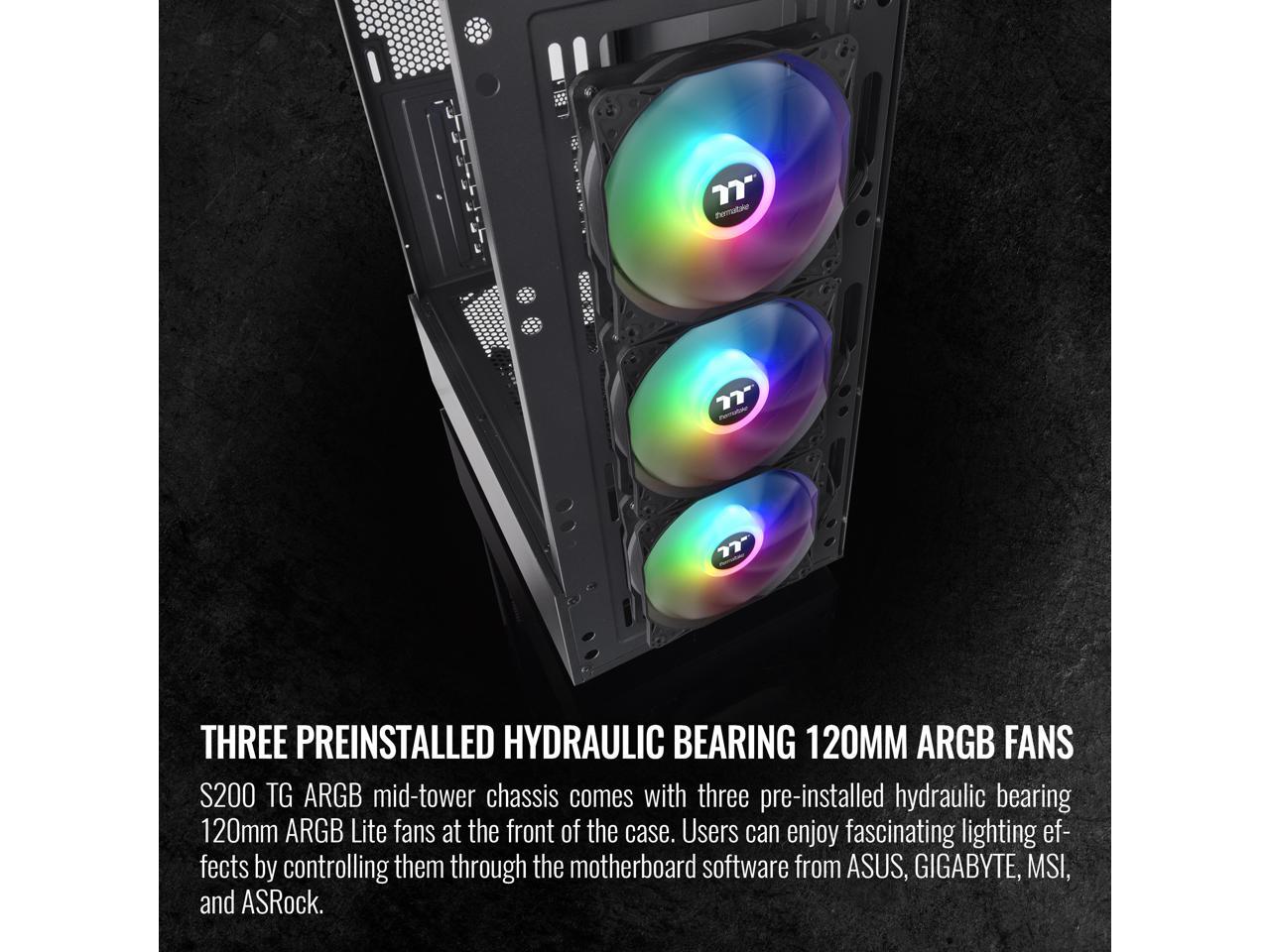 Thermaltake S200 TG Black ATX Mid Tower ARGB Tempered Glass Computer ...