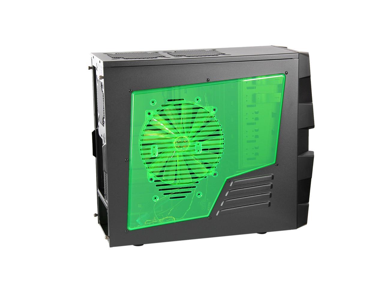 APEVIA X-Hermes X-HERMES-GN Black / Green Computer Case w/ Side Window ...