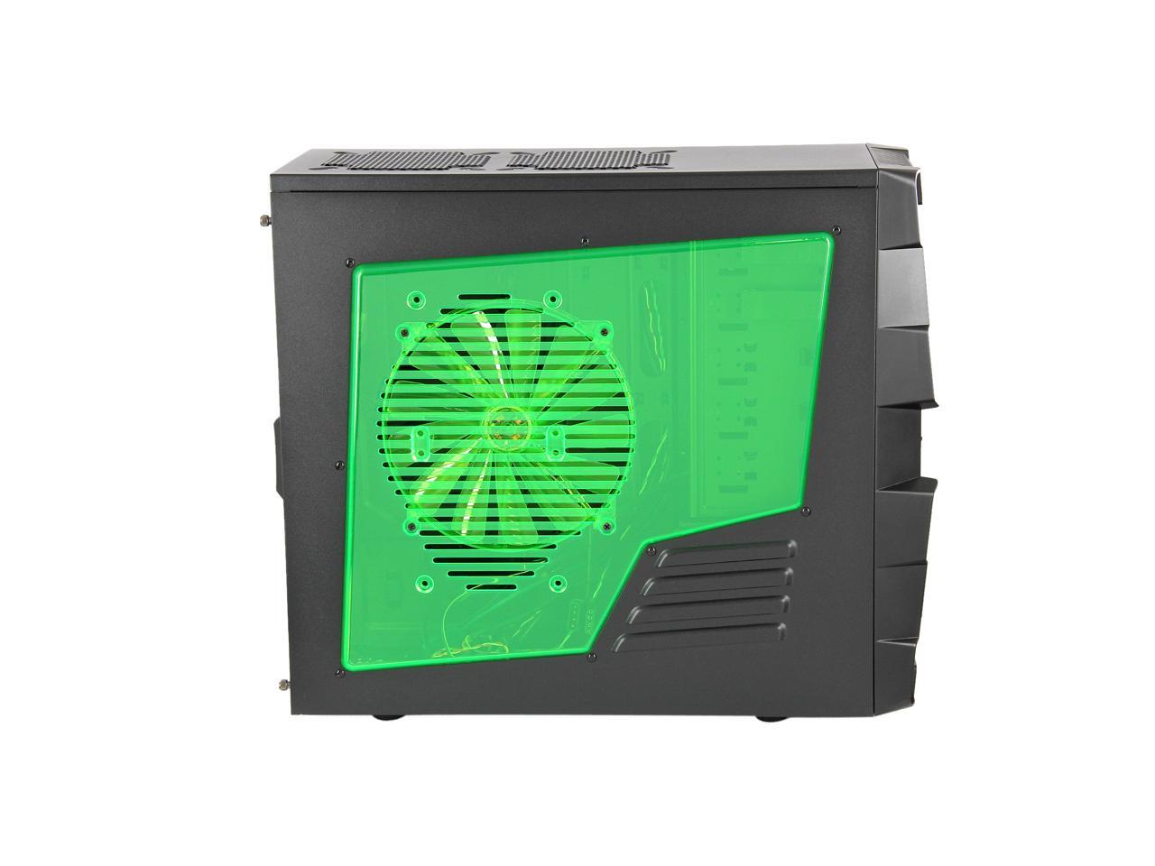 APEVIA X-Hermes X-HERMES-GN Black / Green Computer Case w/ Side Window ...
