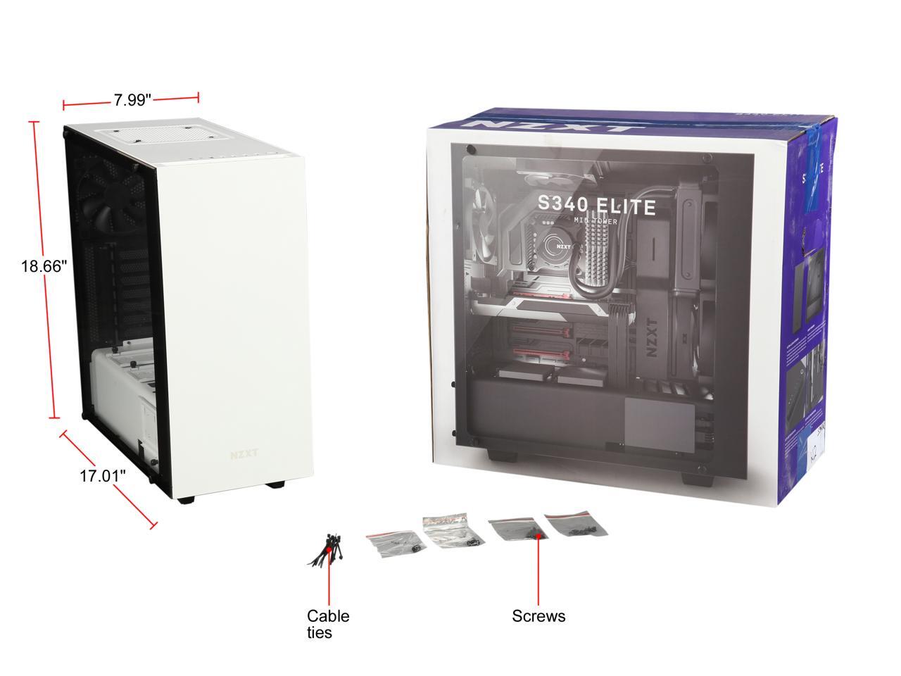 Refurbished: NZXT S340 Elite CA-S340W-W2 Matte White Computer Case ...