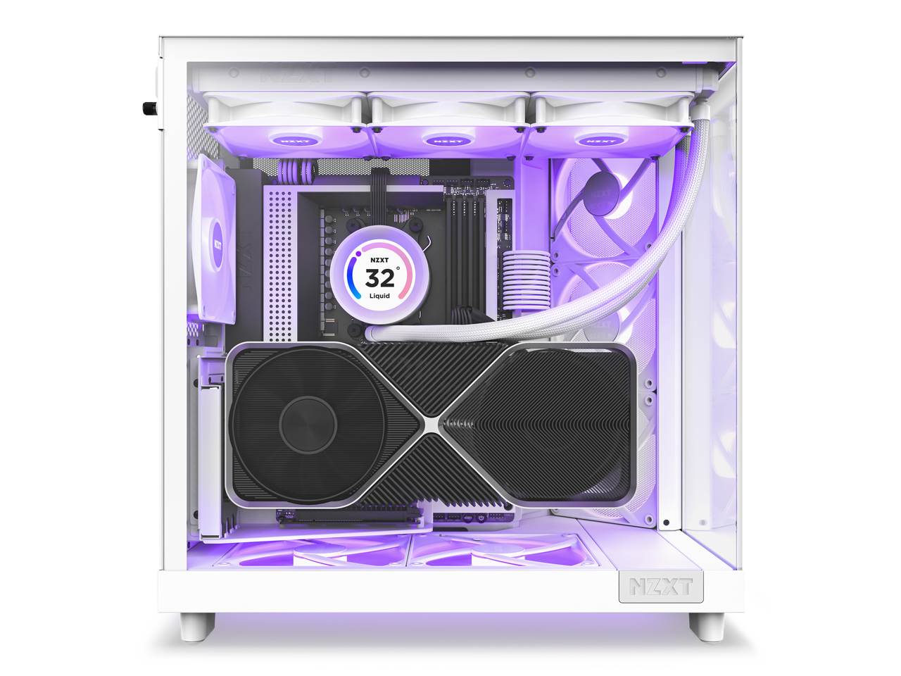 NZXT H6 FLOW RGB Compact Dual-Chamber Mid-Tower Airflow Case, White, CC ...
