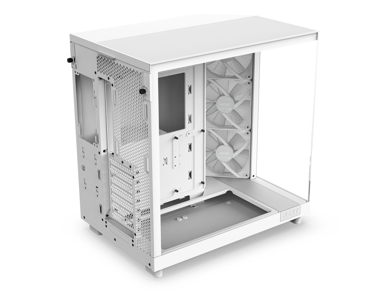 NZXT H6 FLOW RGB Compact Dual-Chamber Mid-Tower Airflow Case, White, CC ...