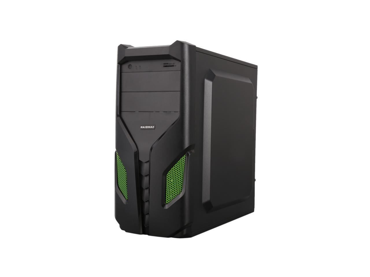 RAIDMAX EXO ATX-108BGP Black / Green Computer Case with Pre-installed ...
