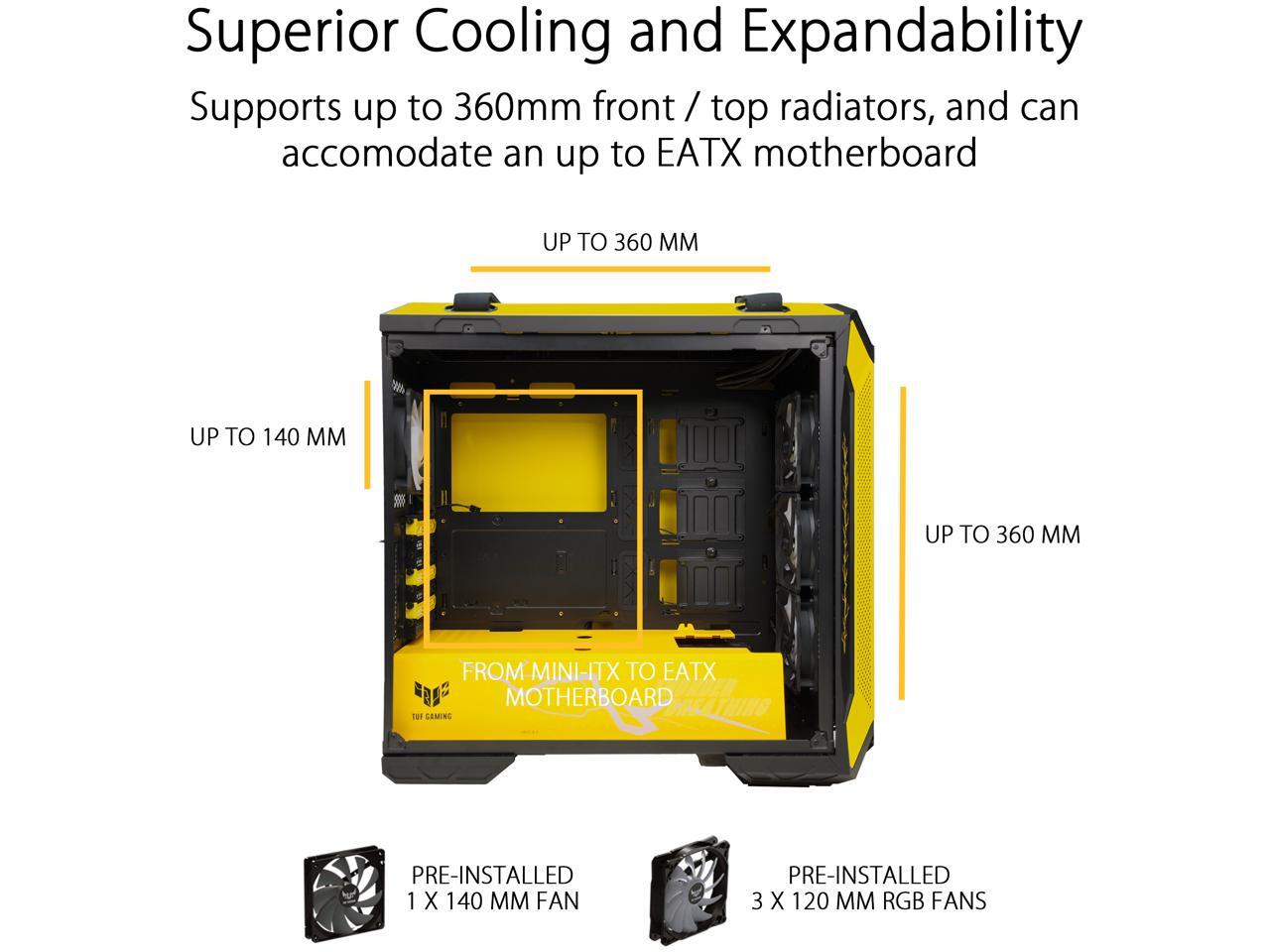 ASUS GT501 TUF GAMING CASE/YEL/HANDLE 90DC0015-B48000 Yellow Computer ...