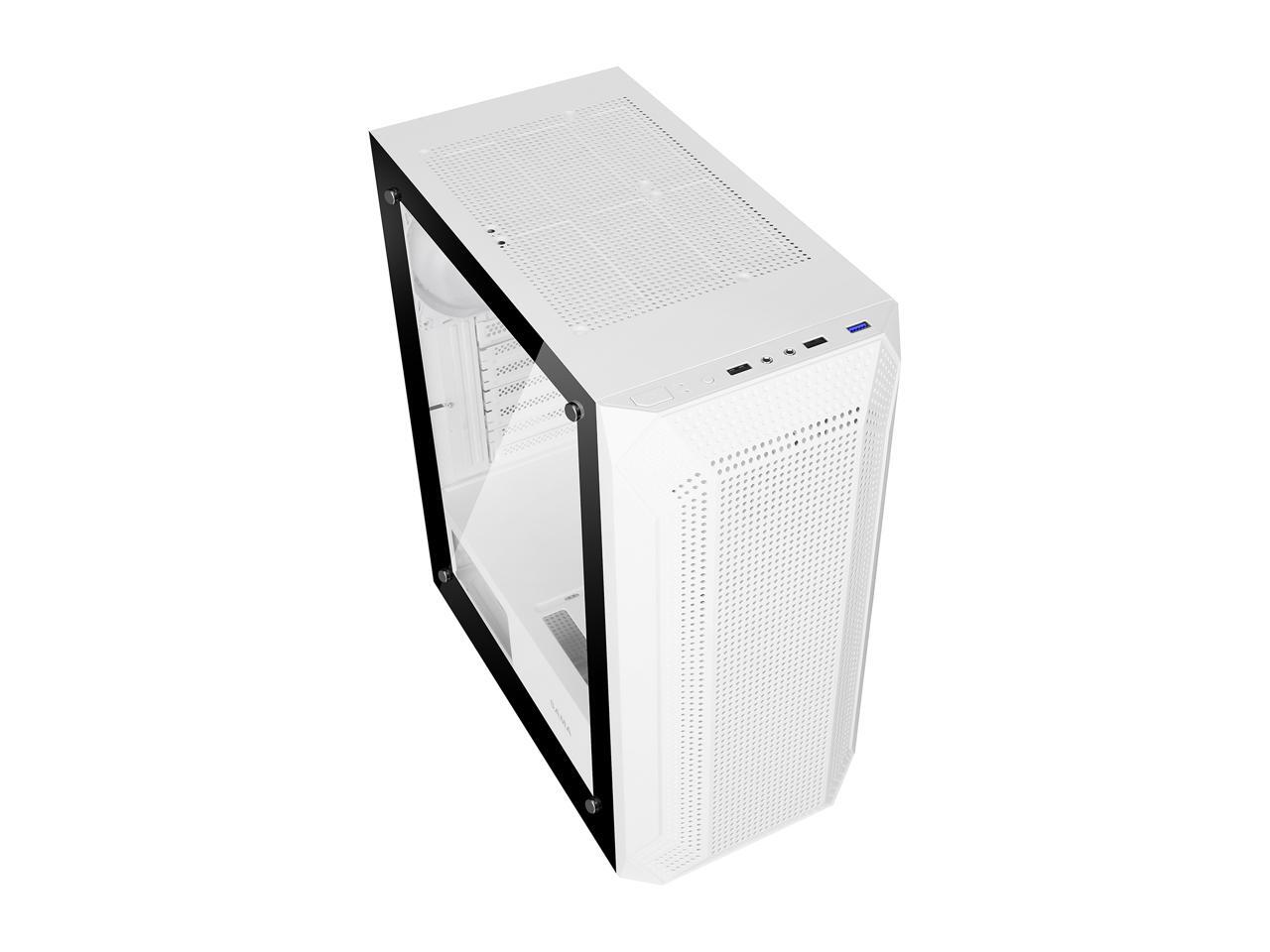 SAMA SAMA-Z4 White Steel / Tempered Glass ATX Mid Tower Computer Case w ...
