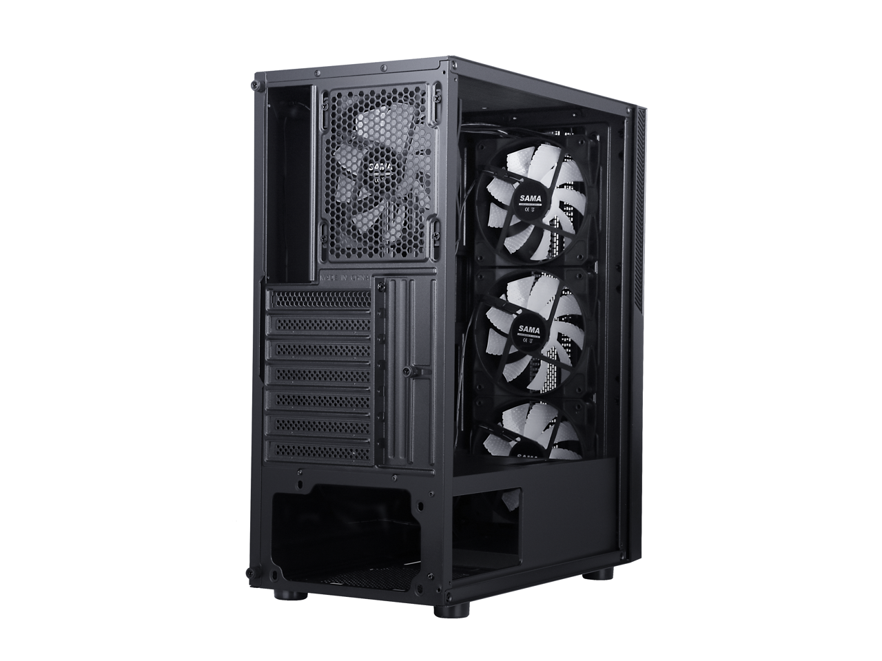 SAMA Sama-M2-BK Black USB3.0 Steel Mid Tower Gaming Computer Case w/ 4 ...
