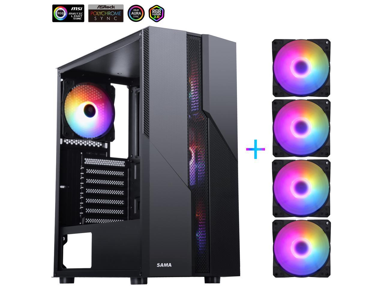 SAMA Sama-M2-TG Black USB3.0 Steel/ Tempered Glass ATX Mid Tower Gaming ...