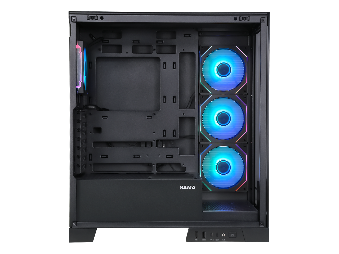 Sama Neview 2351 Black Dual USB3.0 and Type C Tempered Glass ATX Mid ...