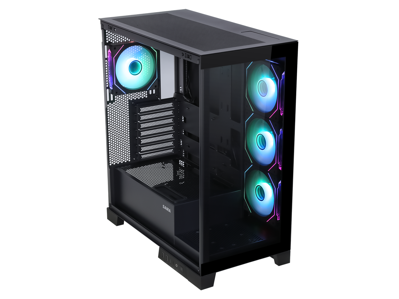 Sama Neview 2351 Black Dual USB3.0 and Type C Tempered Glass ATX Mid ...