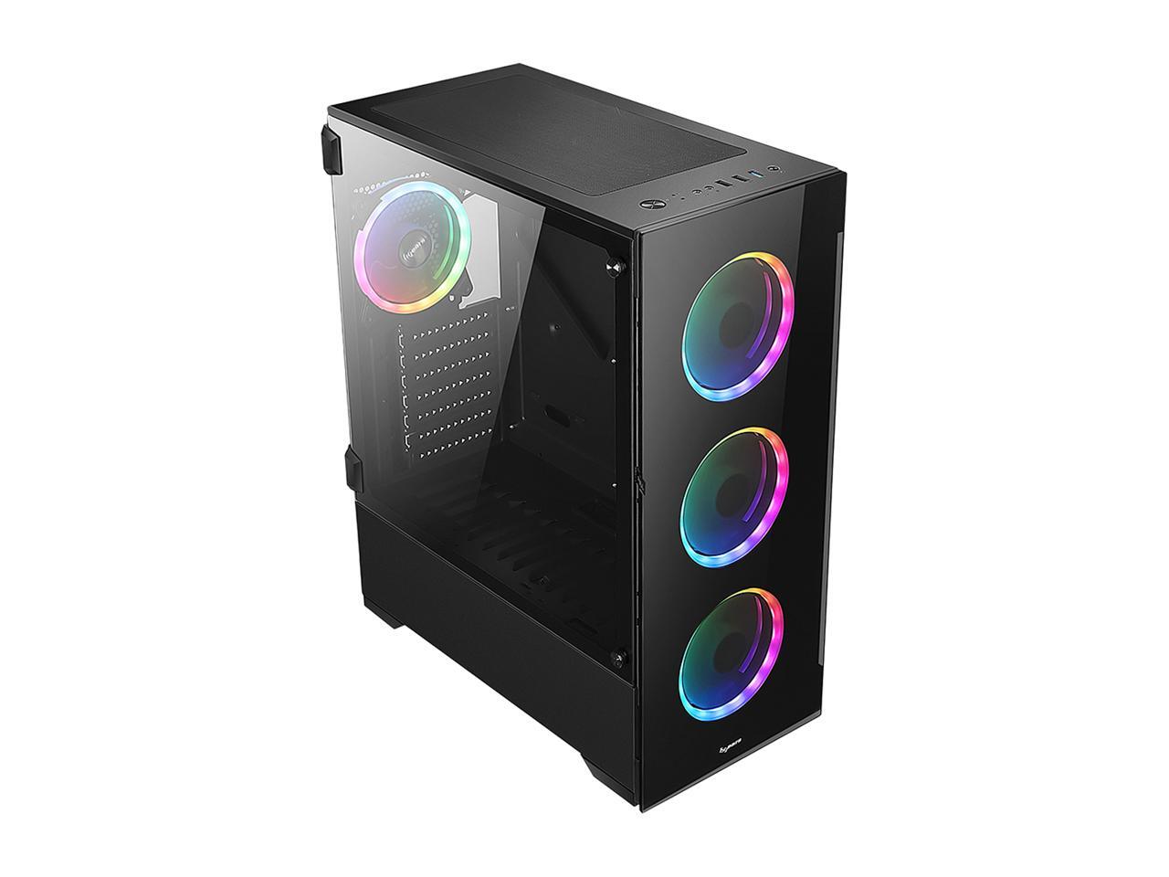 Bgears b-Voguish-RGB Black Computer Case with 6 x 120mm ARGB Fan ...