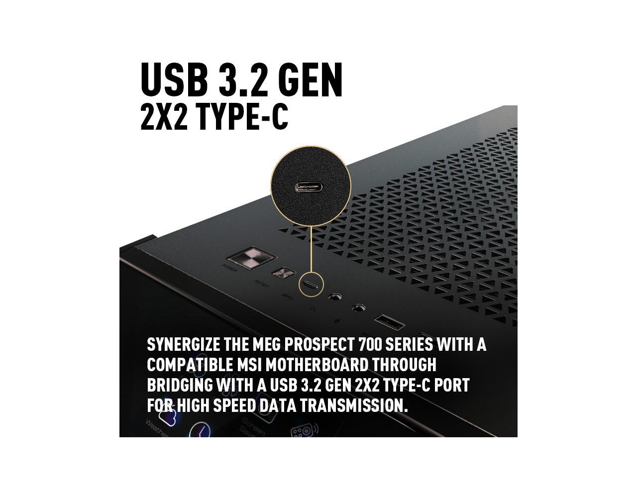 MSI MEG PROSPECT 700R Black Cases - 4 ARGB Fans - 4.3" Touch Panel ...