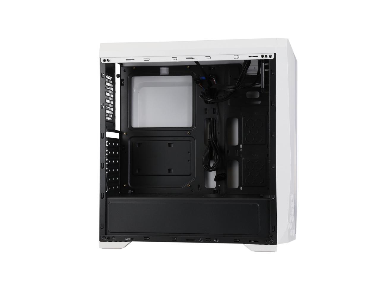 DIYPC S2-W-RGB White USB3.0 Steel/ Tempered Glass ATX Mid Tower Gaming ...