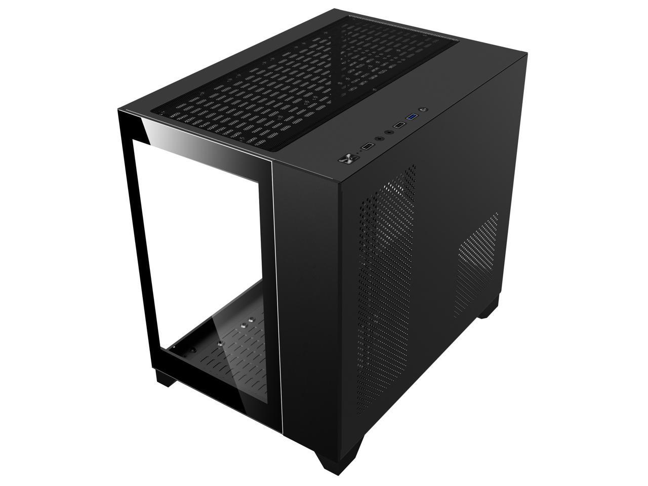 DIYPC ARGB-Q3-BK Black USB3.0 Tempered Glass Micro ATX Gaming Computer ...