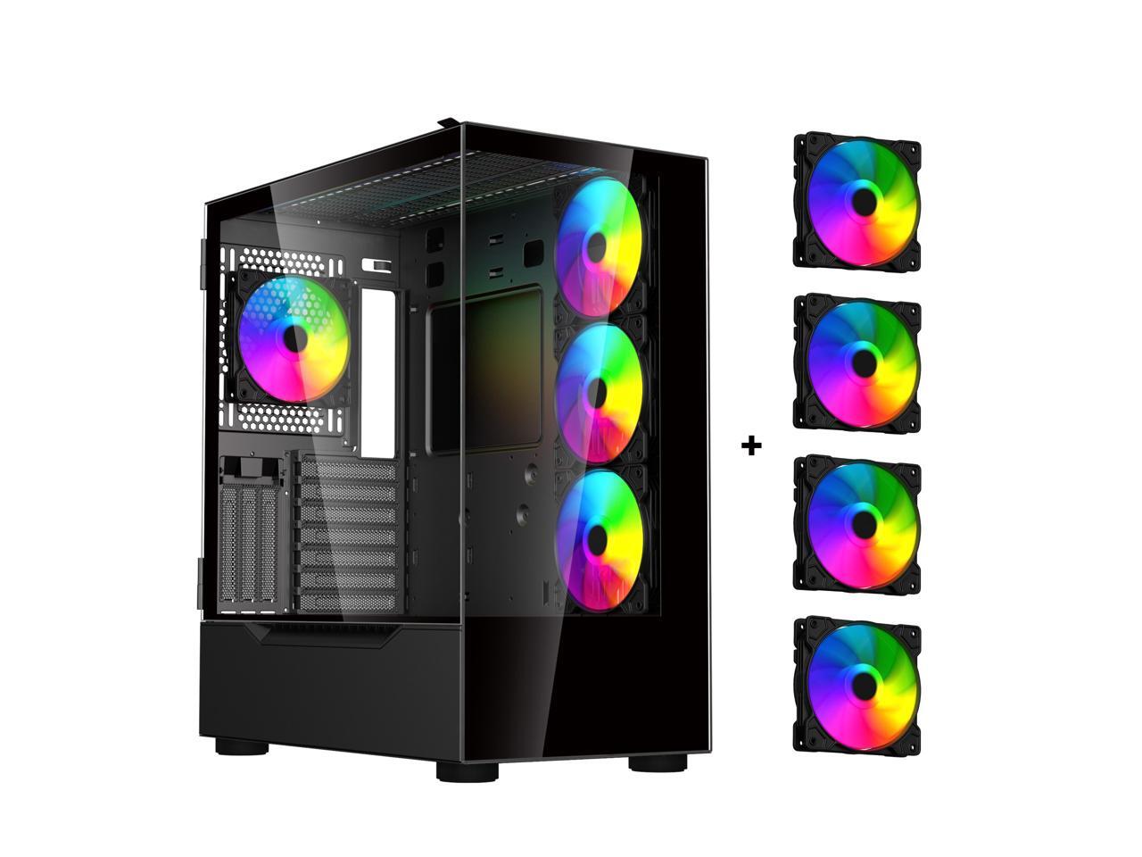 DIYPC ARGB-Q18-BK Black USB3.0 ATX Mid Tower Gaming Computer Case w ...