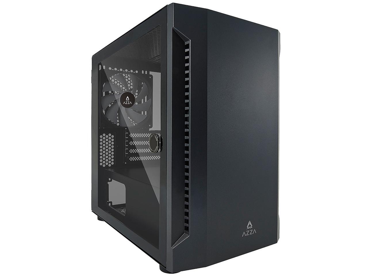 AZZA Bastion CSAZ-120 Black Steel / Plastic / Tempered Glass Micro ATX ...