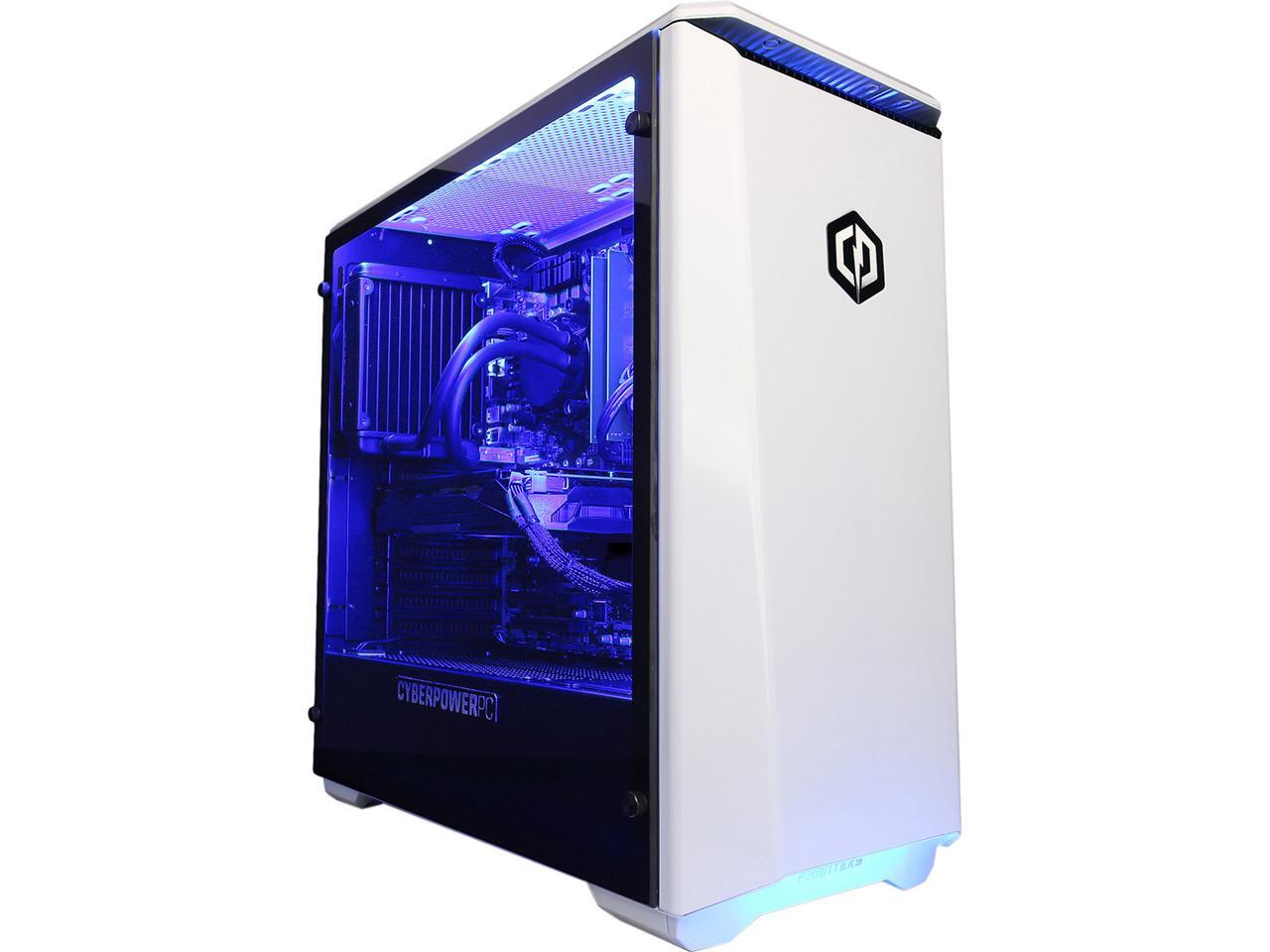CyberPowerPC Glacier White P400 W/tempered Glass & Led Light Strip - No ...