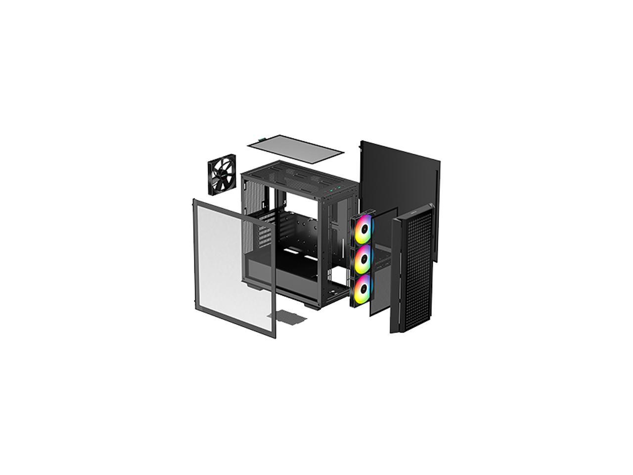 DeepCool CG540 Mid-Tower ATX Case, Tempered Glass Front and Side Panels ...