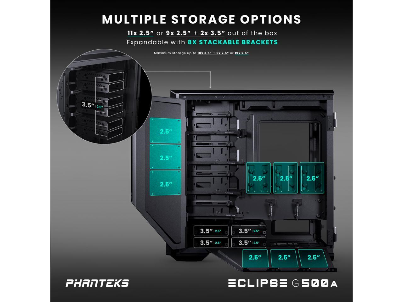 Phanteks Eclipse G500A Performance Edition, High Performance Mid-Tower Case, Mesh Front Panel ...